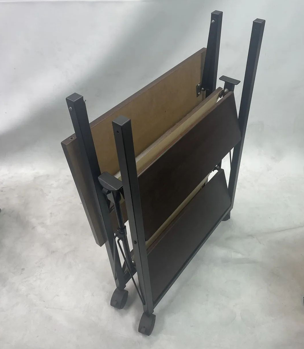 Square pipe flip-top wooden board 3 tier foldable trolley
